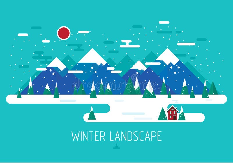Vector winter landscape stock vector. Illustration of land - 79683793