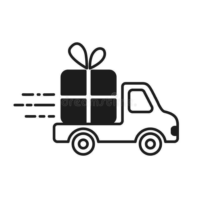 Vector Winter Logo Design. Black and White Christmas Gift Delivery Icon ...