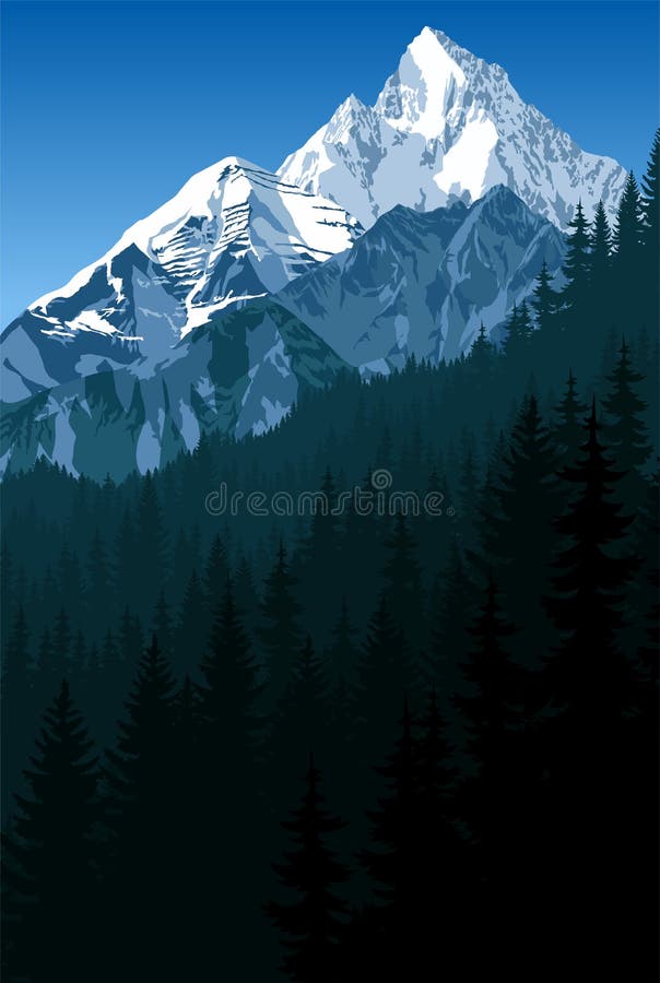 Vector Winter Alps Mountains Illustration Stock Vector - Illustration ...