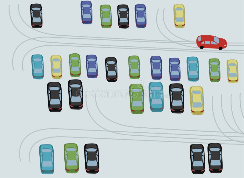 Cartoon parking lot stock vector. Illustration of stop - 10687809