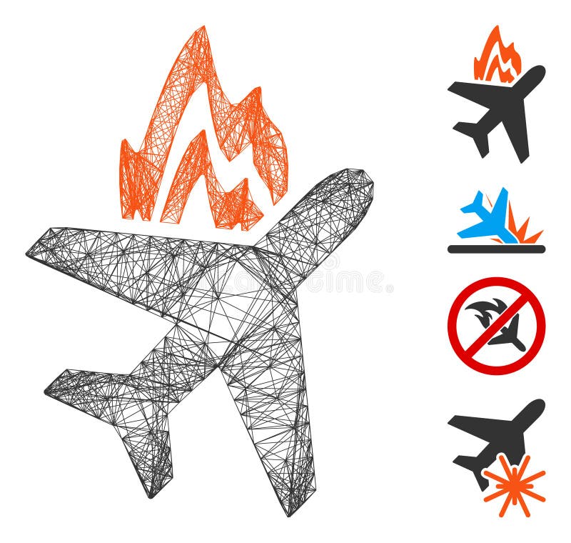 Linear Airplane Fire Vector Mesh Stock Illustration - Illustration of ...