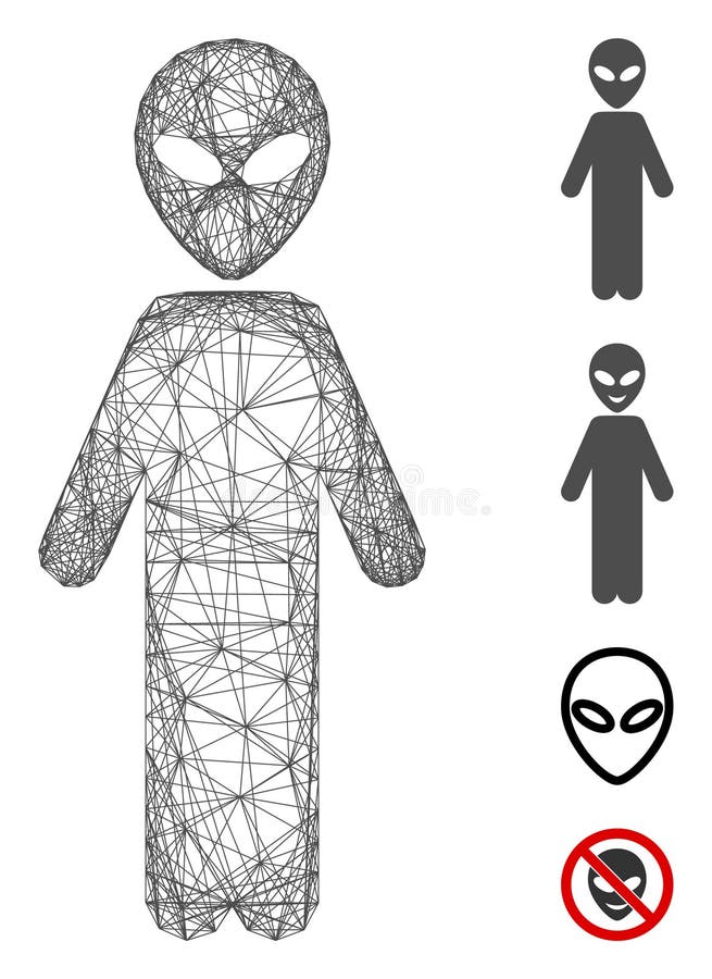 Linear Alien Person Vector Mesh Stock Illustration - Illustration of ...