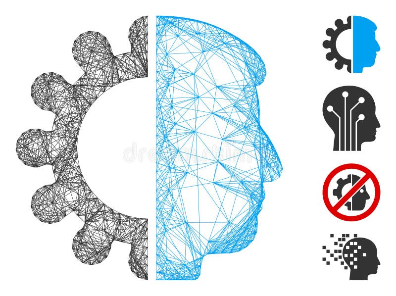 Android Head Iron Cyborg Man Stylized Portrait Polished Blue Metallic ...