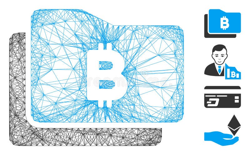 Linear Bitcoin Purse Vector Mesh Stock Illustration - Illustration of ...