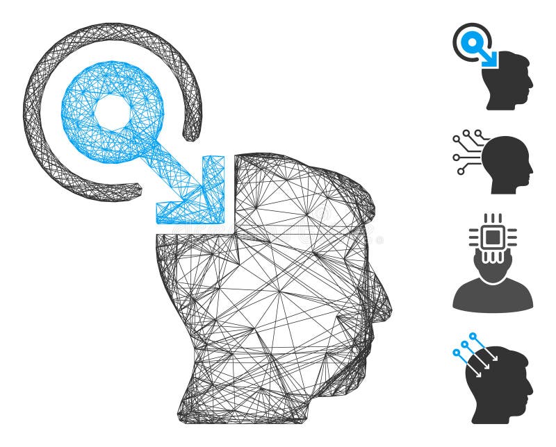Linear Brain Interface Plug-in Vector Mesh Stock Illustration ...