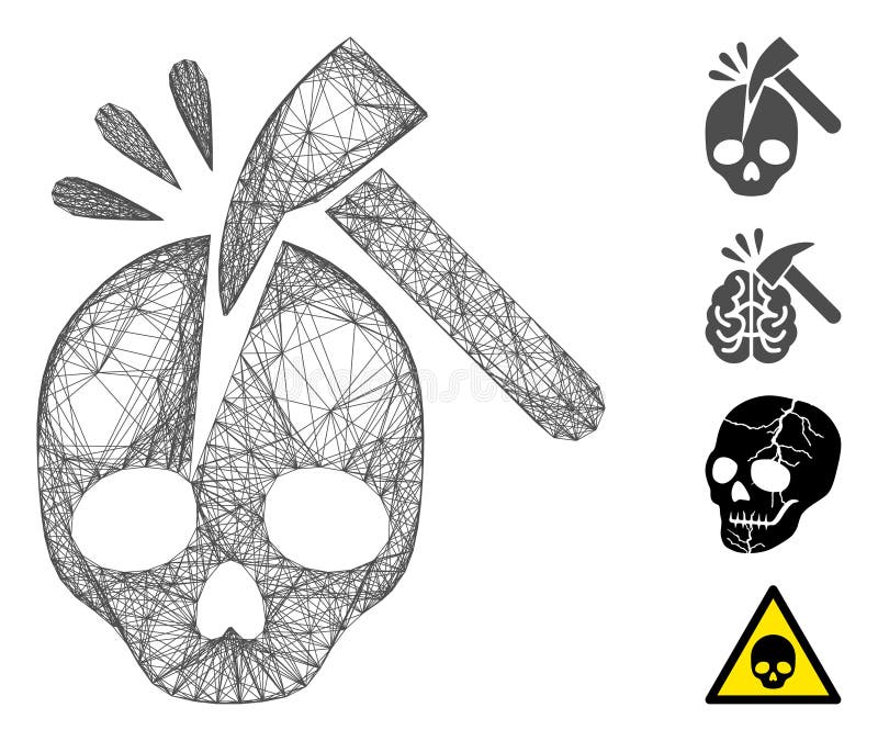 Hatched Break Skull Vector Mesh Stock Illustration - Illustration of ...