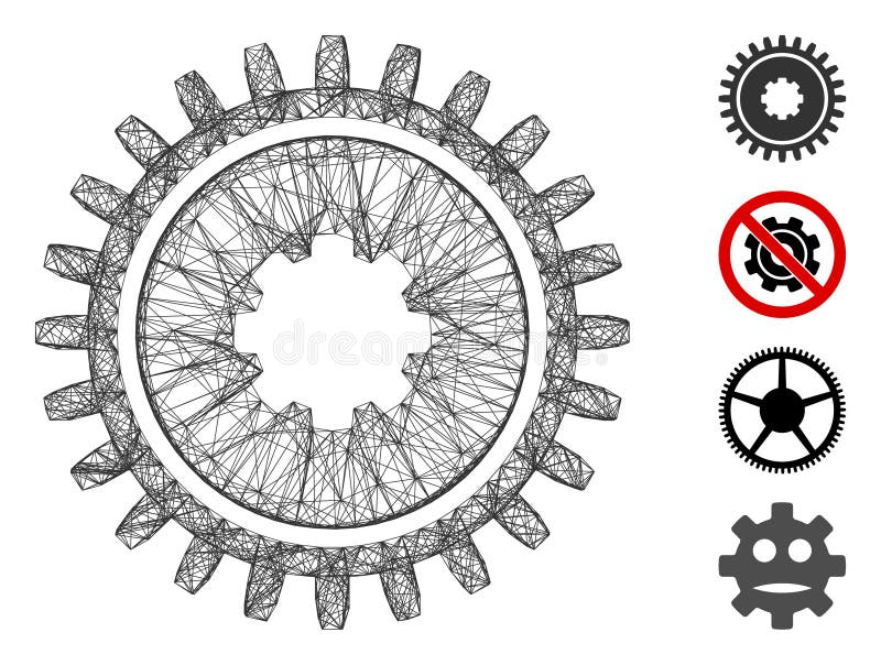 Hatched Cogwheel Vector Mesh Stock Illustration - Illustration of ...
