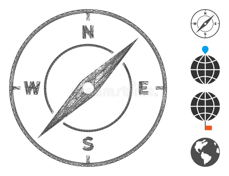 Linear Compass Vector Mesh stock illustration. Illustration of earth ...