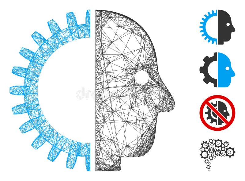 Linear Cyborg Head Vector Mesh Stock Illustration - Illustration of ...