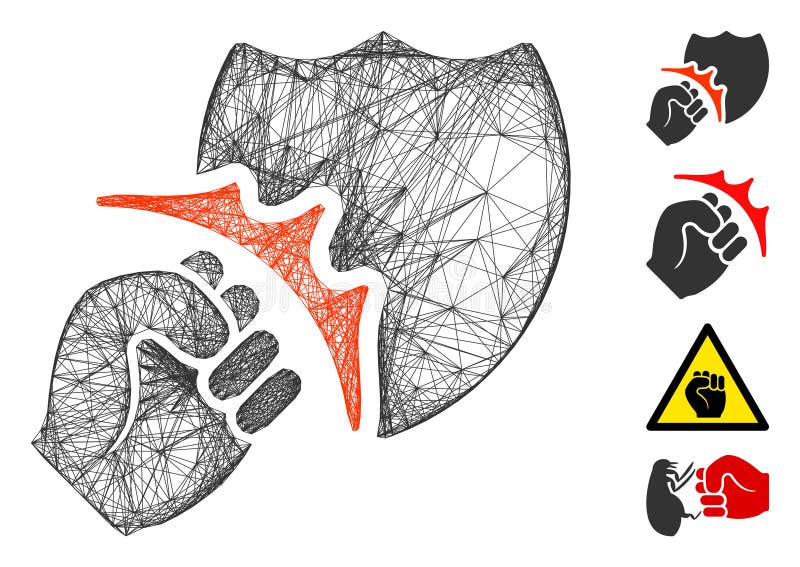 Linear Fist Strike Shield Vector Mesh Stock Illustration - Illustration ...