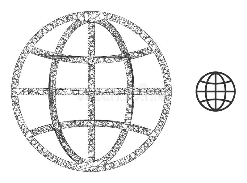 Linear Mesh Global Sphere Icon Stock Vector - Illustration of wireframe ...