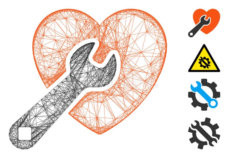Hatched Heart Repair Vector Mesh Stock Illustration - Illustration of ...