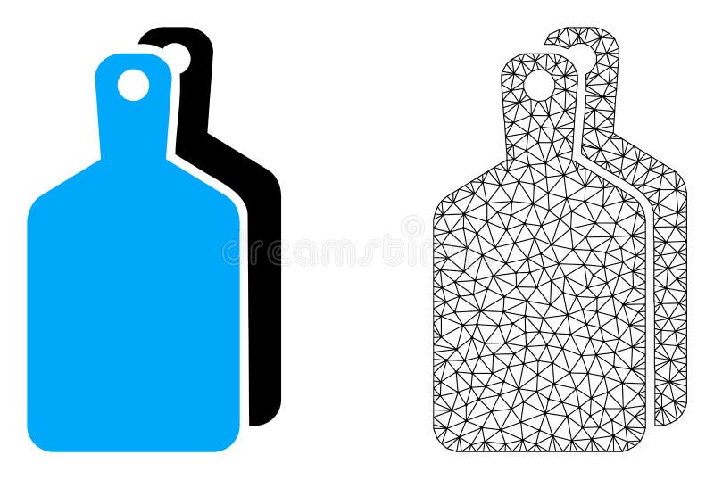 Vector Wire Frame Mesh Cutting Boards and Flat Icon Stock Vector ...
