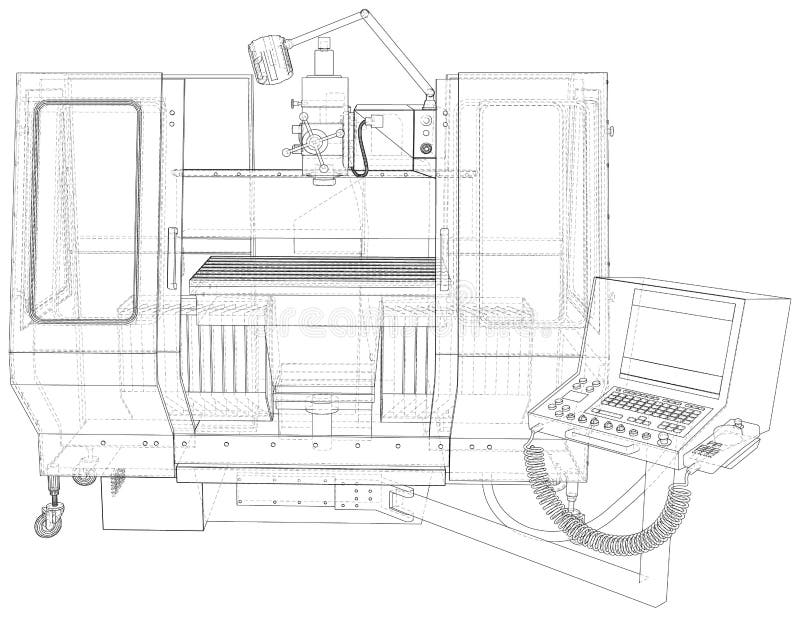 Vector Wire-frame Milling Machine. the Layers of Visible and Invisible ...
