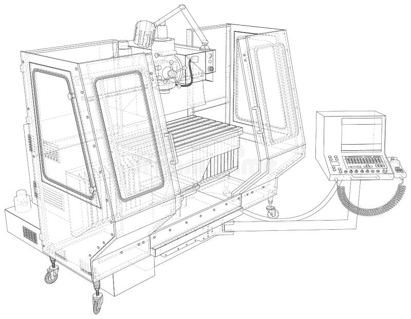 Vector Wire-frame Milling Machine. the Layers of Visible and Invisible ...