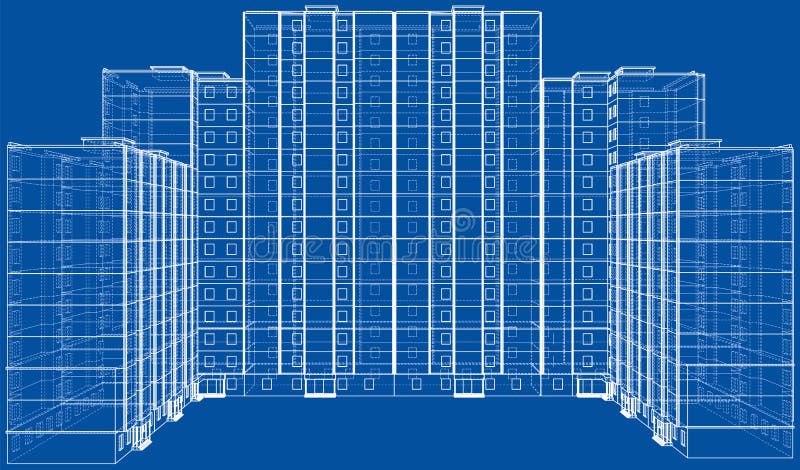 Vector Wire-frame Model of a Multi-storey Building Stock Vector ...