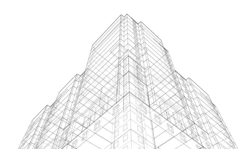 Vector Wire-frame Model of a Multi-storey Building Stock Vector ...