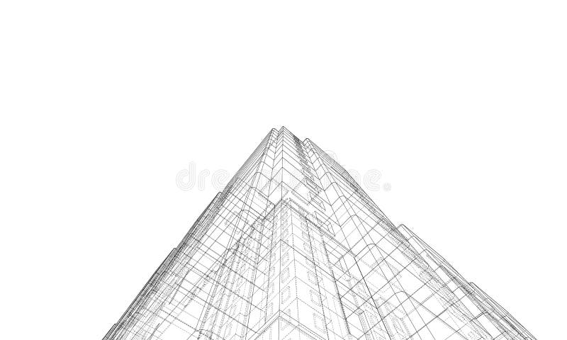 Vector Wire-frame Model of a Multi-storey Building Stock Vector ...