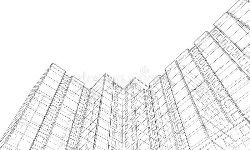 Vector Wire-frame Model of a Multi-storey Building Stock Vector ...