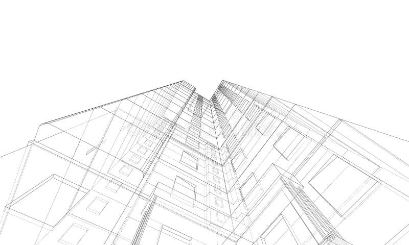 Vector Wire-frame Model of a Multi-storey Building Stock Vector ...