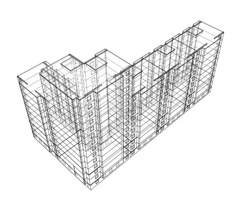 Vector Wire-frame Model of a Multi-storey Building Stock Vector ...