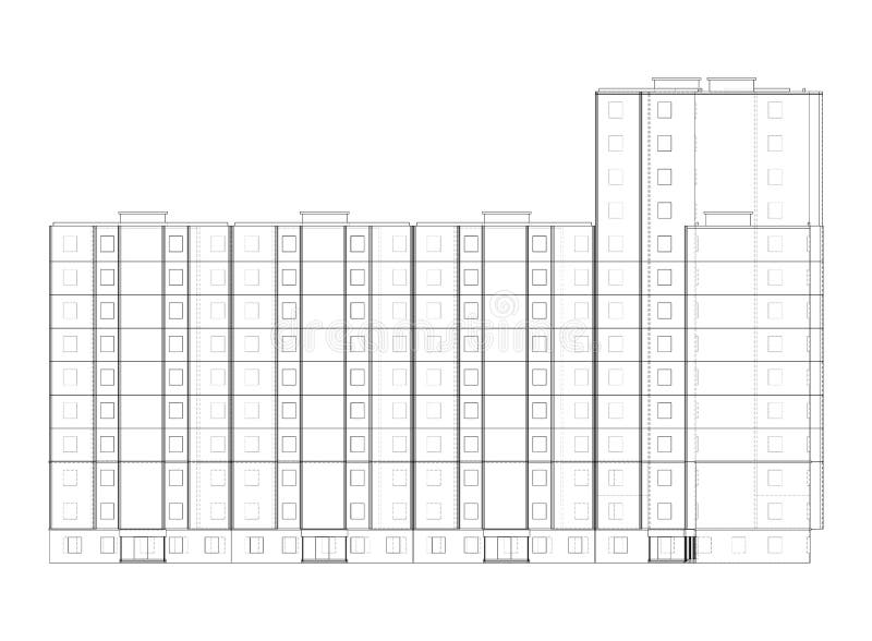 Vector Multi-storey Residential Building Stock Vector - Illustration of ...