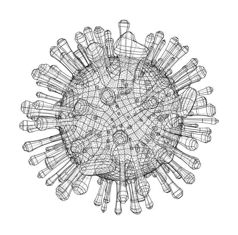 Vector Wire-frame Model of a Virus Stock Vector - Illustration of ...