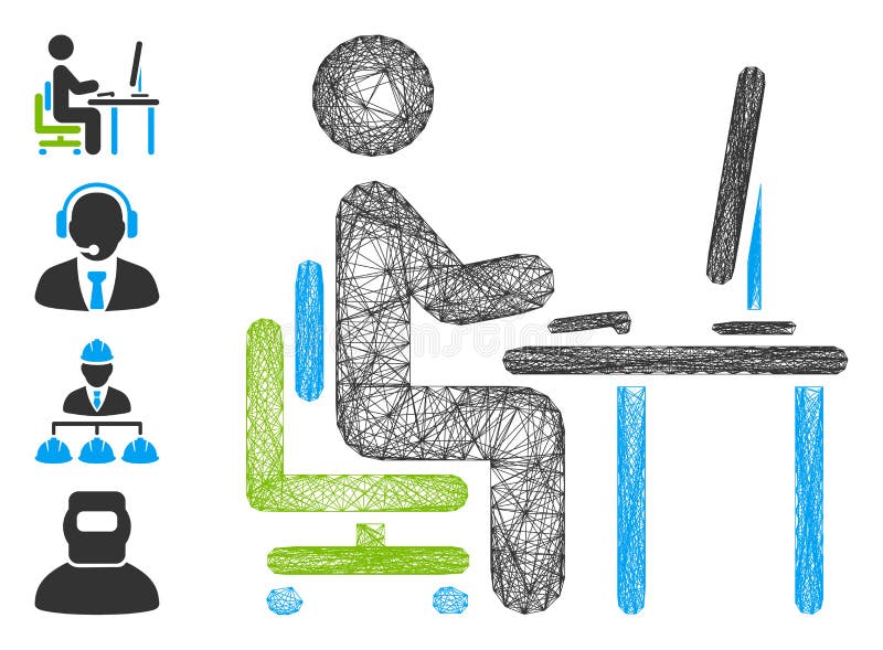 Linear Office Work Vector Mesh Stock Illustration - Illustration of ...
