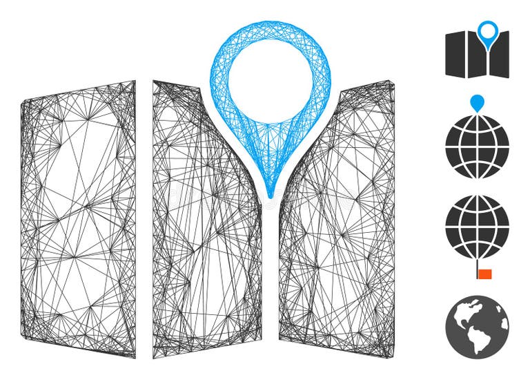 Linear Paper Map Vector Mesh Stock Illustration - Illustration of ...