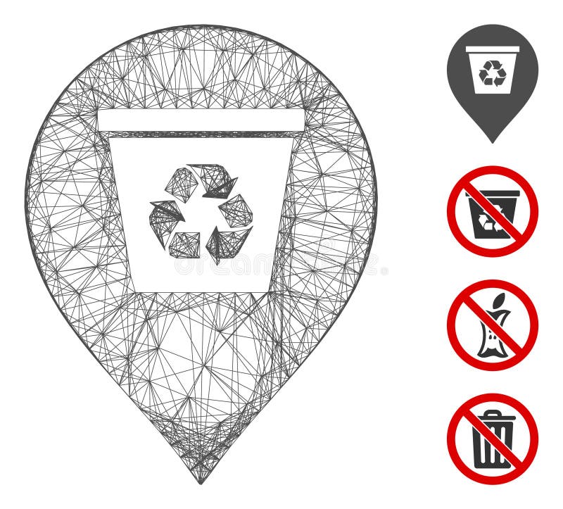 Linear Recycle Bin Marker Vector Mesh Stock Illustration - Illustration ...