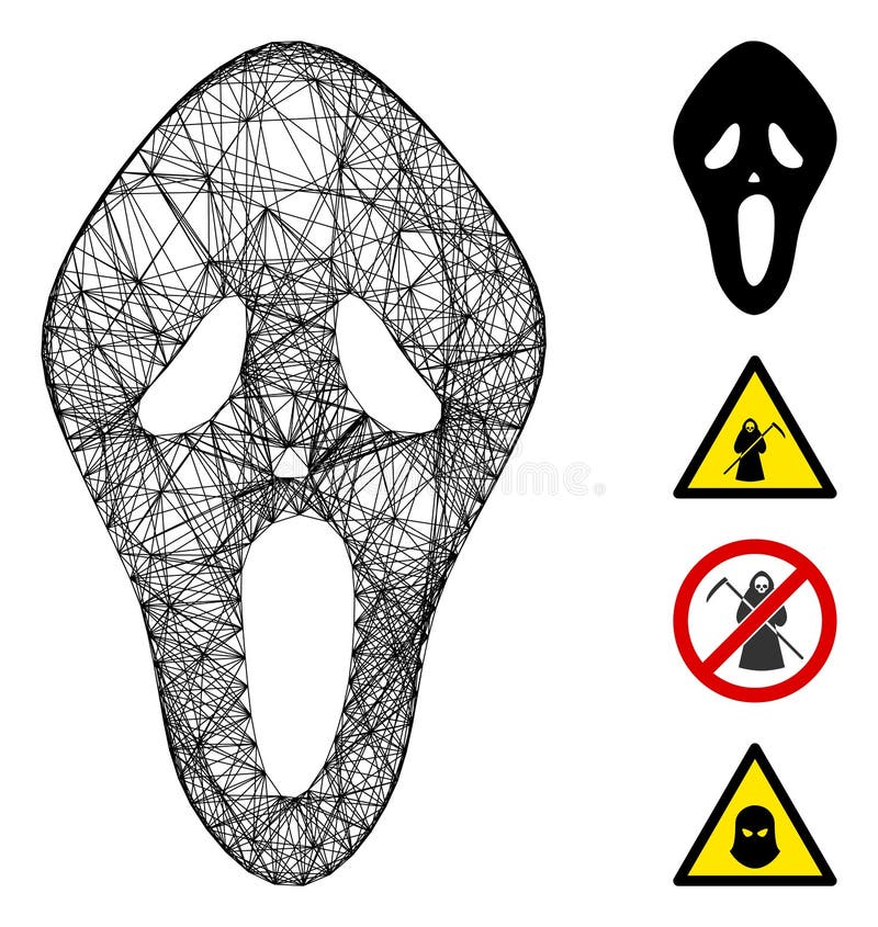 Linear Scary Mask Vector Mesh Stock Illustration - Illustration of ...