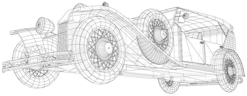 Vector Wire-frame Vintage Car. the Layers of Visible and Invisible ...