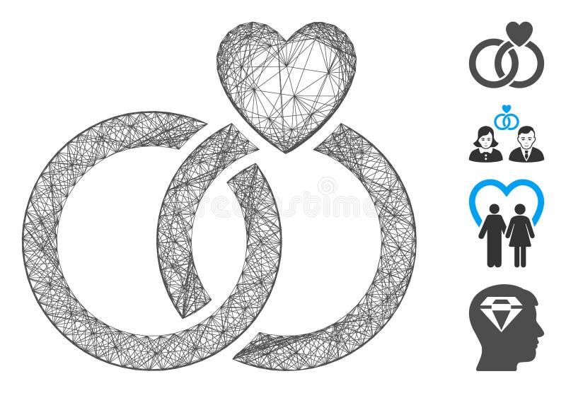 Linear Wedding Rings Vector Mesh Stock Illustration - Illustration of ...