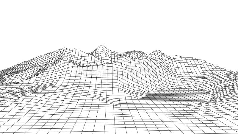 Vector Wireframe 3d Landscape. Grid Illustration Stock Illustration ...