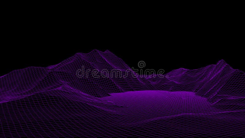 Vector Wireframe 3d Landscape. Grid Illustration Stock Illustration ...