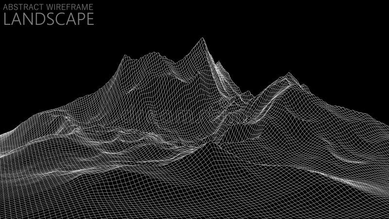 Vector Wireframe 3d Landscape. Technology Grid Illustration. Abstract ...
