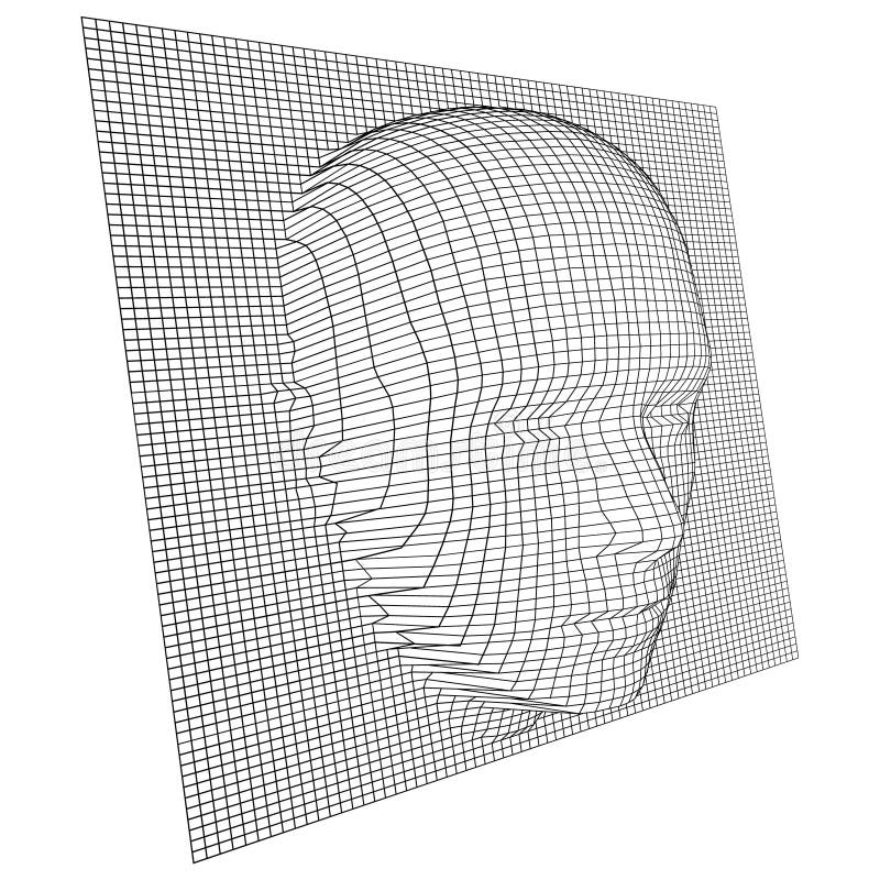 Vector Wireframe Grid with Human Face Stock Vector - Illustration of ...