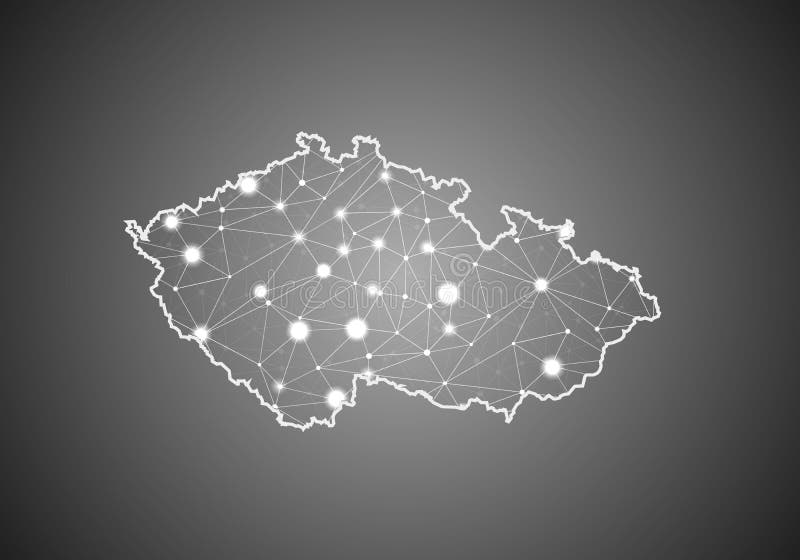Vector Wireframe Mesh Polygonal of Czech Republic Map. Abstract Global ...