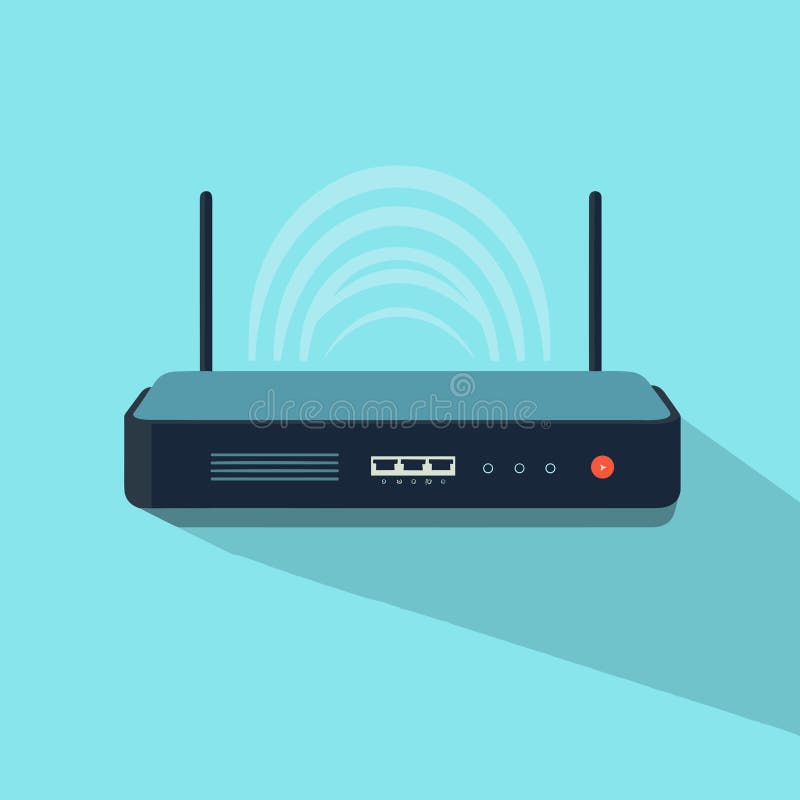 Vector of a Wireless Device Casting a Long Shadow on a Blue Background ...