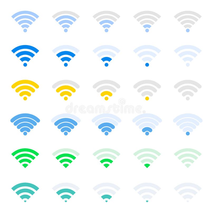 Vector Wireless Icons Set with Dynamic Indicators. Stock Vector ...