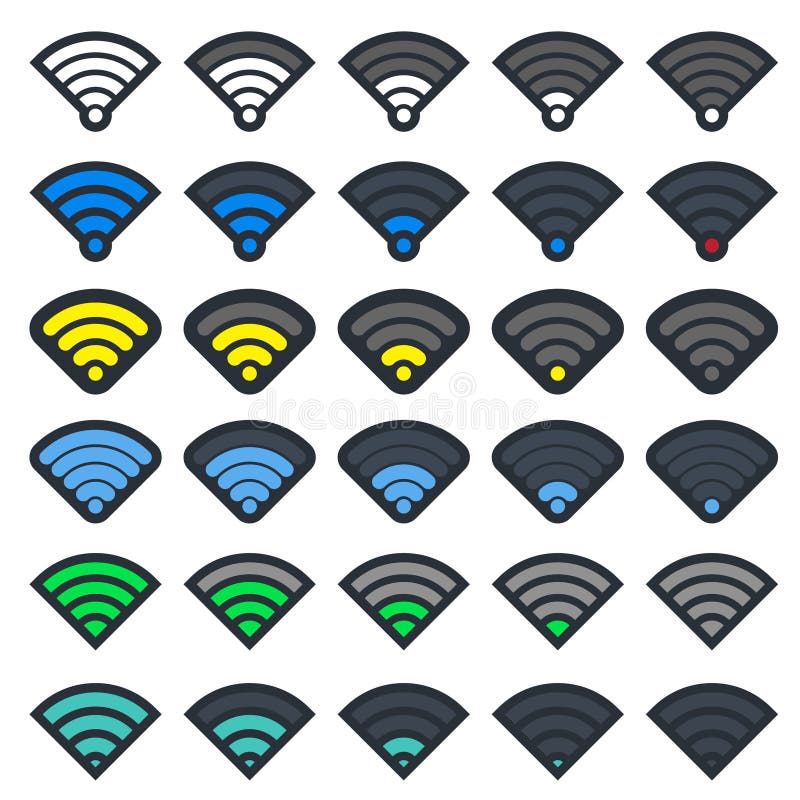 Vector Wireless Icons Set with Dynamic Indicators. Stock Vector ...