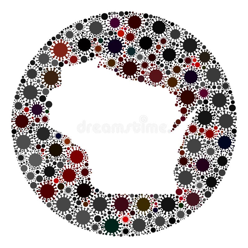Covid Virus Stencils Circle Wisconsin State Map Mosaic Stock Vector ...
