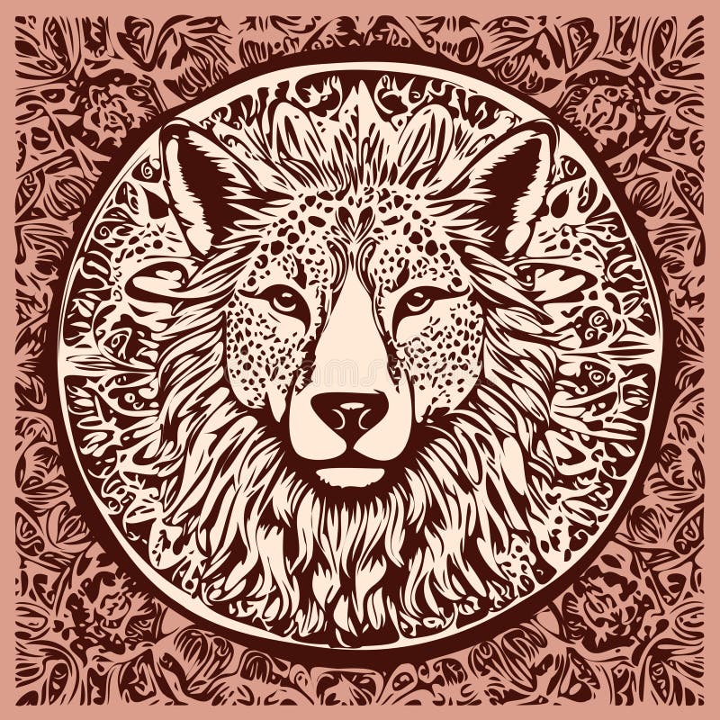 Vector Wolf Portrait in a Tribal Stencil Style. Bold Circular Design ...