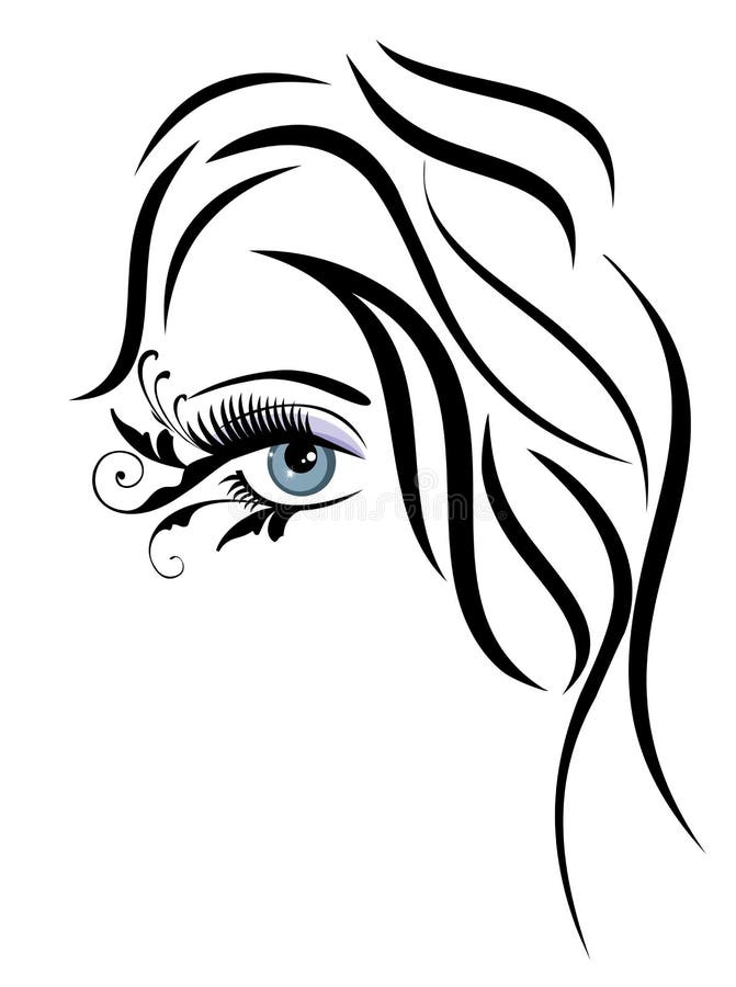 Vector Woman Face with Fuchsia Lips and Long Lashes. Stock Vector ...