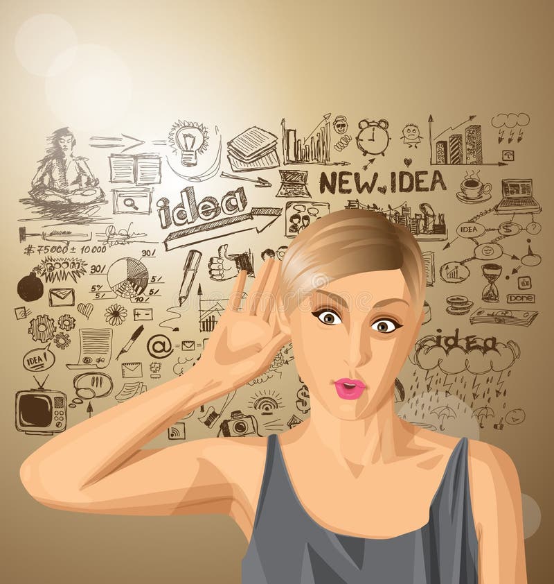 Vector Woman Overhearing Something Stock Vector - Illustration of ...