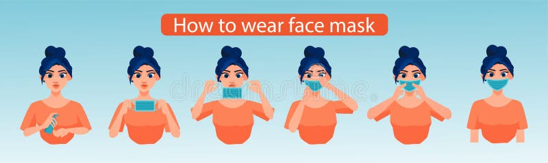 Vector of a Woman Presenting the Correct Method of Wearing a Mask Stock ...