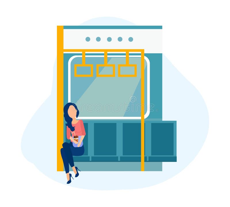 Vector of a Woman Riding in the Subway Stock Vector - Illustration of ...
