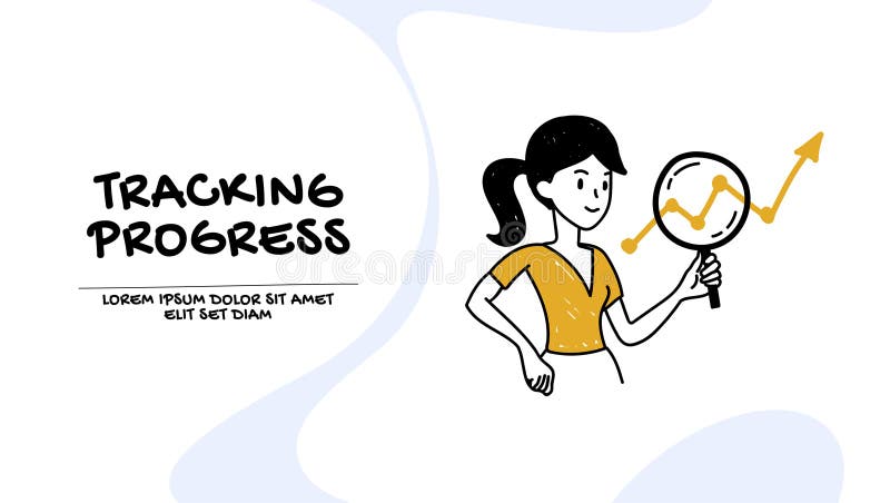 Vector of a Woman Tracking Her Personal Progress in Achieving Project ...