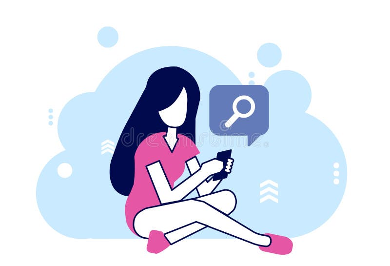 Vector of a Woman Using Cellphone Browsing Internet Stock Illustration ...