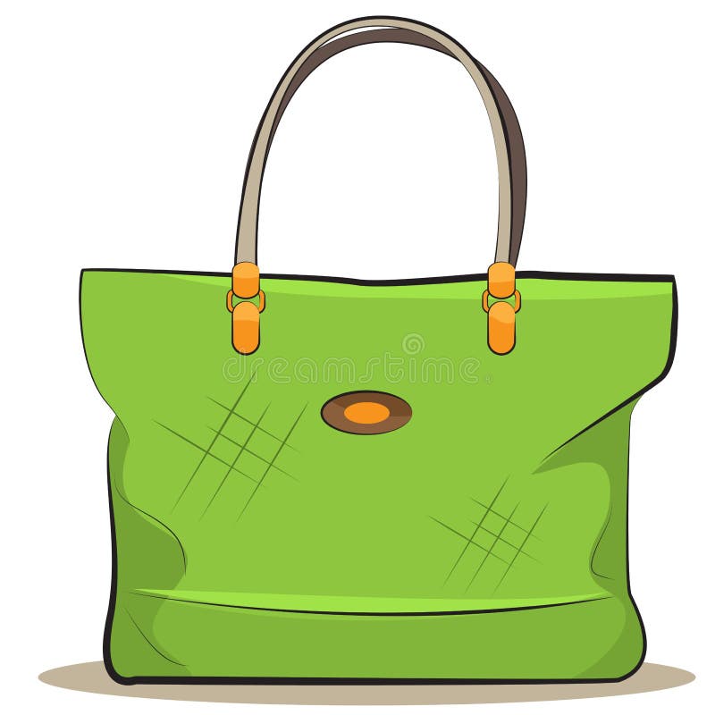 Vector Women Green Canvas Bag Stock Vector - Illustration of cartoon ...